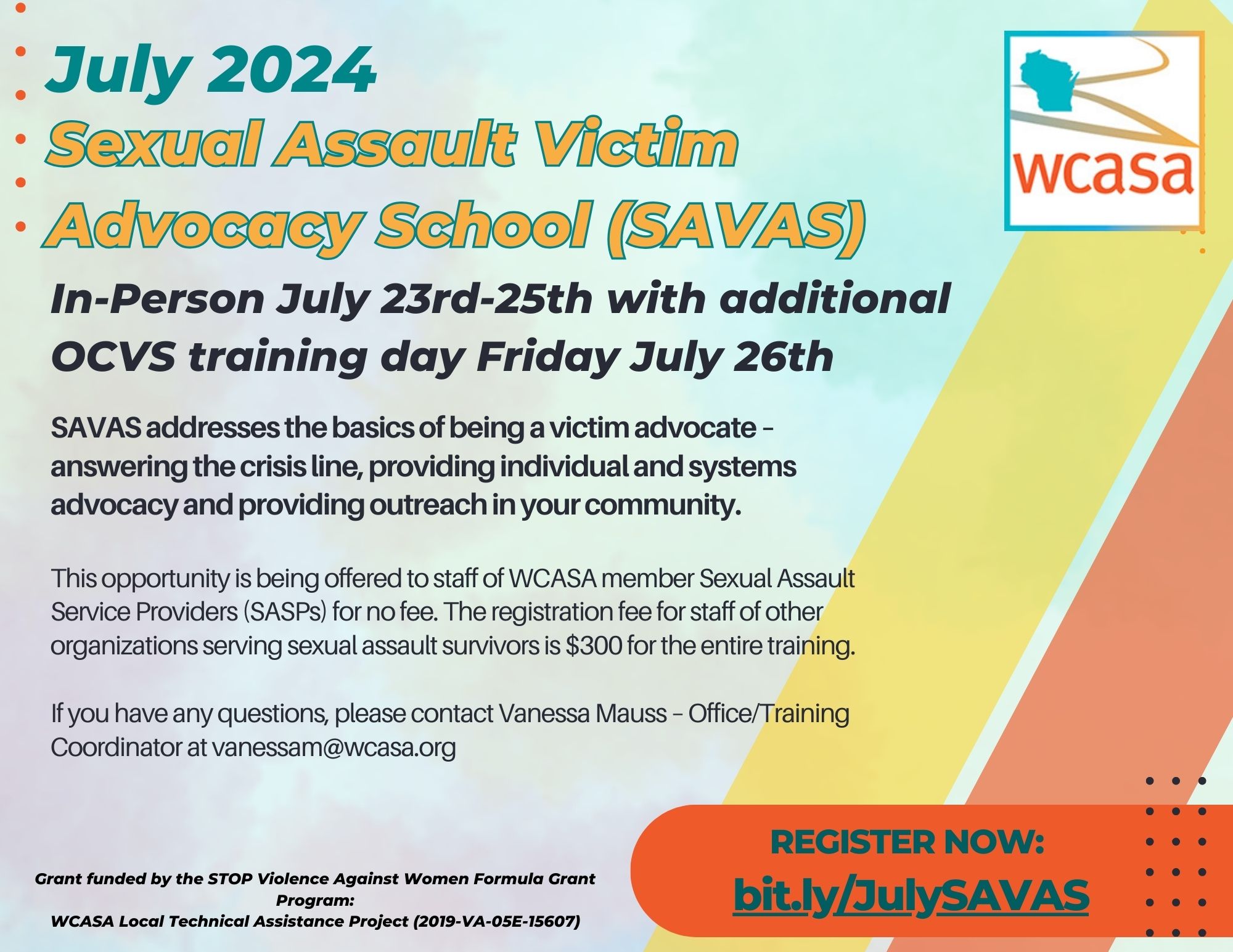 Sexual Assault Victim Advocacy School (SAVAS) In-Person | WCASA